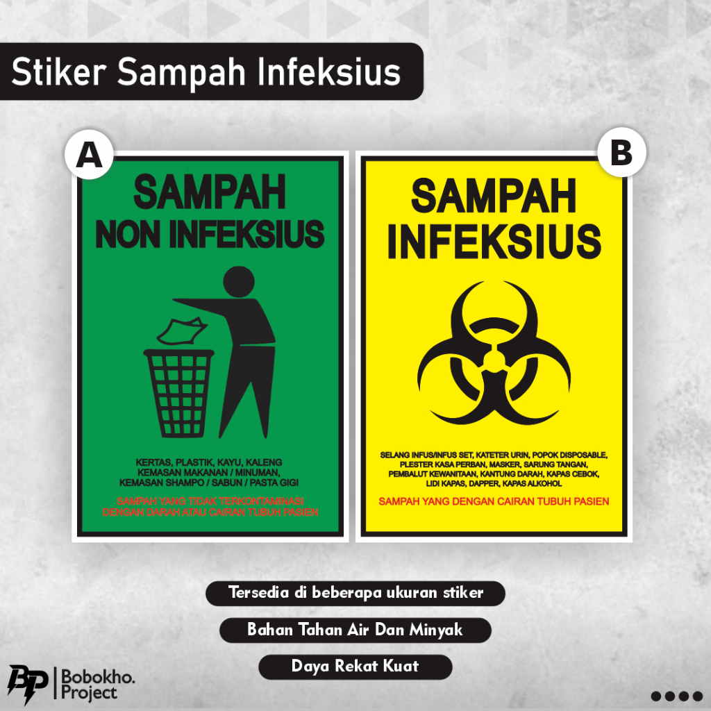 Jual Sign Sticker limbah Sampah Infeksius / limbah Sampah non infeksius ...