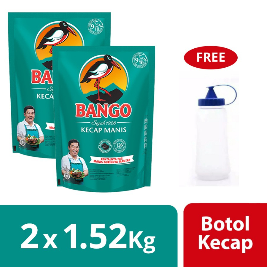 Jual Bango Kecap Manis Pouch 1.5Kg (X2) Free Botol Kecap | Shopee Indonesia