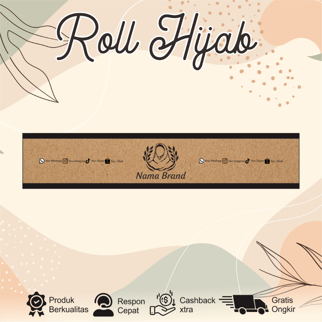 Jual Roll Hijab/Souvenir Wedding/Makanan Label Persegi Panjang Craft ...