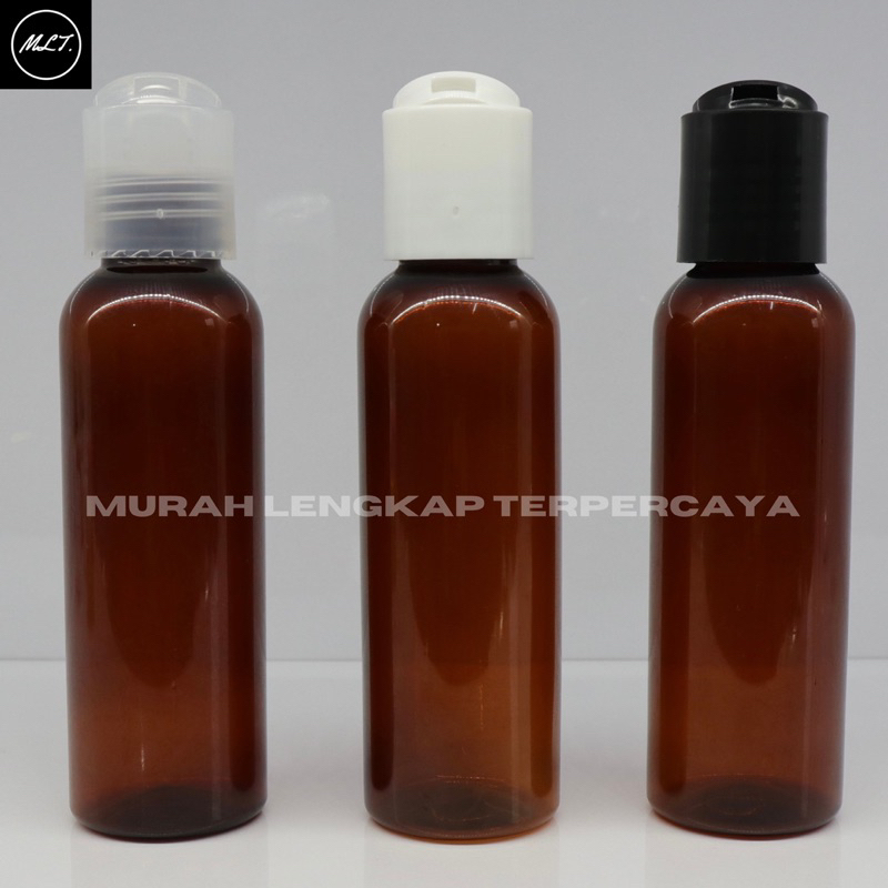 Jual BOTOL BR 100ML AMBER TUTUP PRESSTOP HITAM 100 ML DISC TOP PET COKLAT PUTIH CLEAR WHITE ...