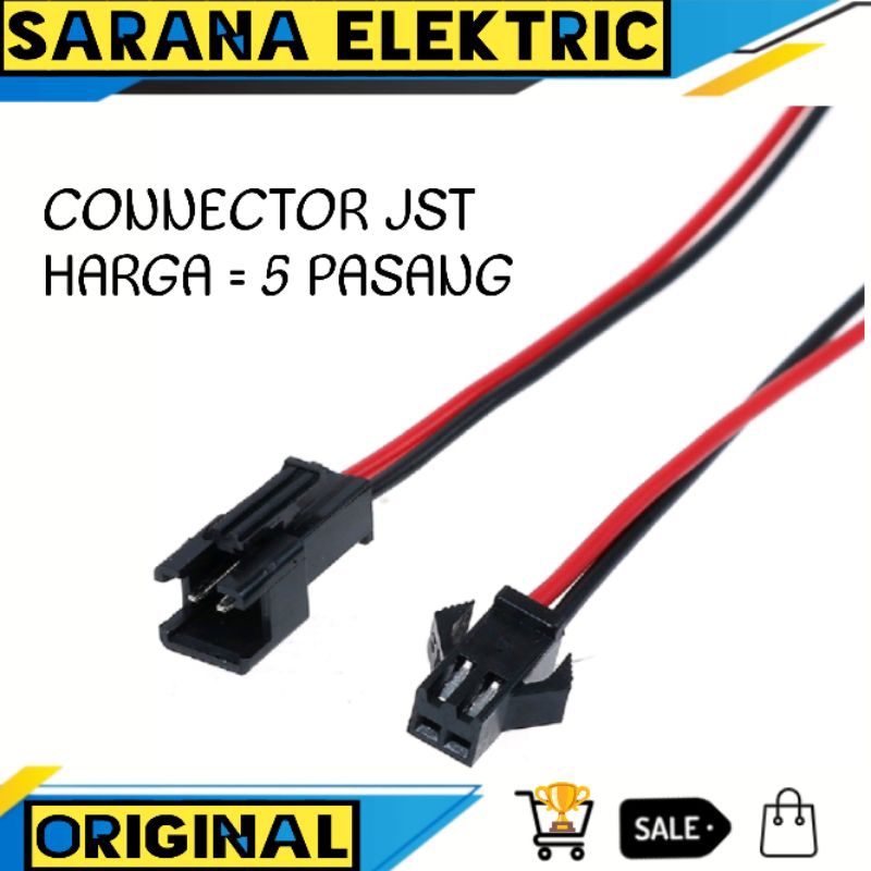 Jual CONNECTOR JST SM 2PIN KONEKTOR JSTSM 2 PIN PLUG MALE FEMALE CABLE 15CM | Shopee Indonesia