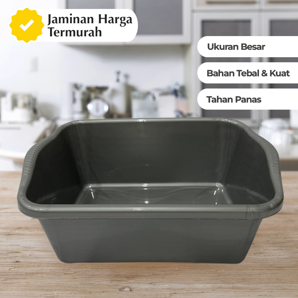 Jual Baskom Kotak Baki Plastik Bak Serbaguna Jumbo Abu 43x30x14cm ...