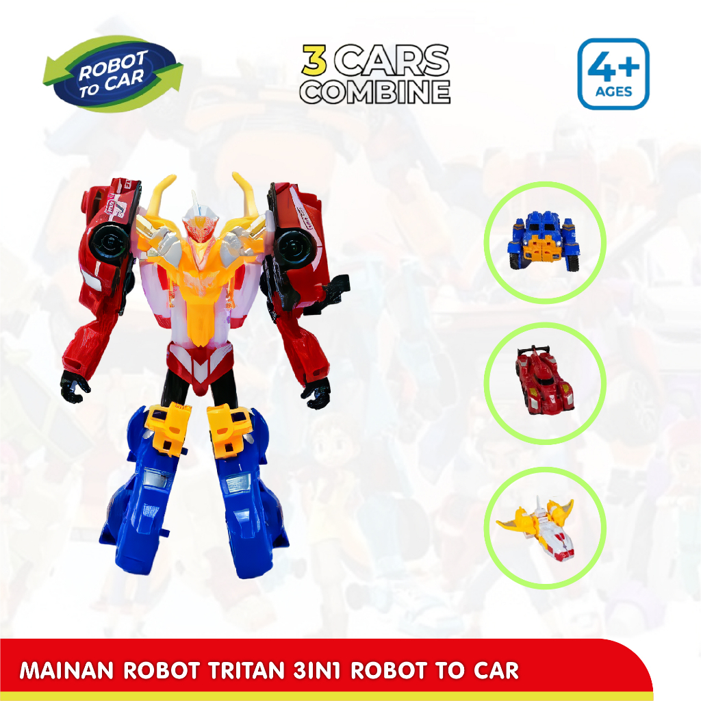 Jual Mainan Robot Anak Tritan 3 in 1 Berubah Jadi Mobil Mainan Robot ...