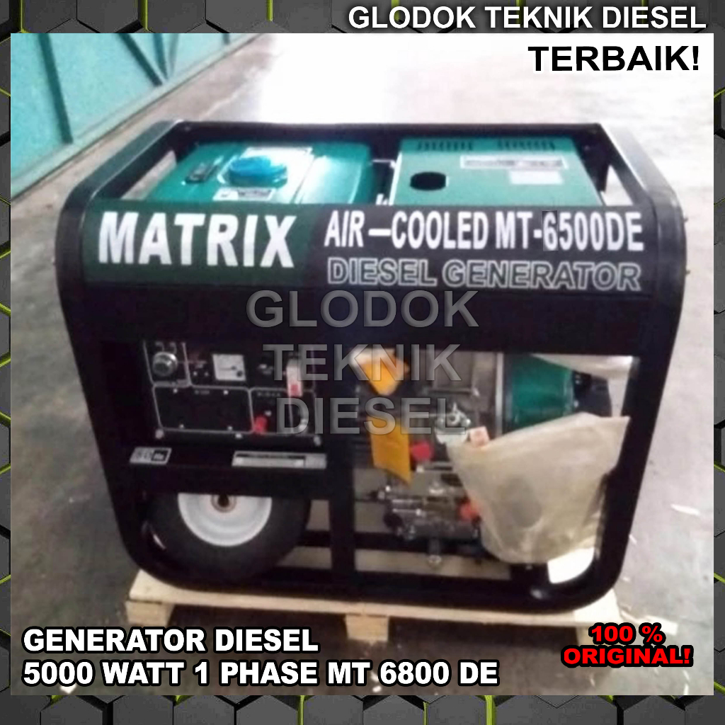Jual Matrix Genset Diesel 5300 5000 Watt 1 Phase MT6800DE MT 6800 DE ...