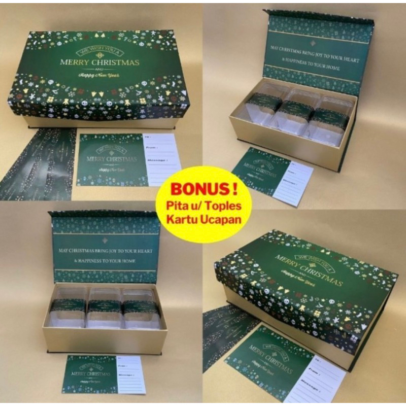 Jual Hardbox kue kering / box kue kering Natal / Box isi 3 untuk toples 350gr Natal / Box ...