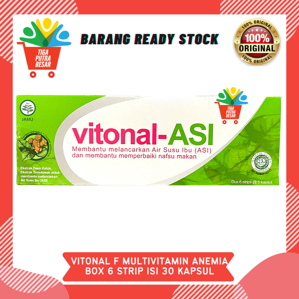 Jual VITONAL ASI PELANCAR ASI BOX 6 STRIP ISI 30 KAPSUL | Shopee Indonesia