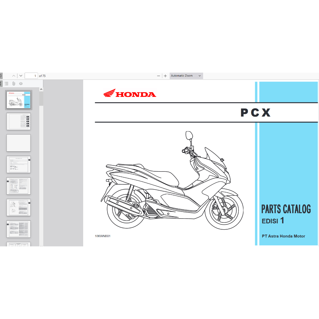 Jual motor Honda-PCX-125 Buku Parts Catalogue Copian Honda Katalog-Suku ...