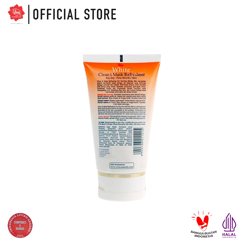 Jual Viva White Clean & Mask Refreshner For Dry with Honey & Extract ...