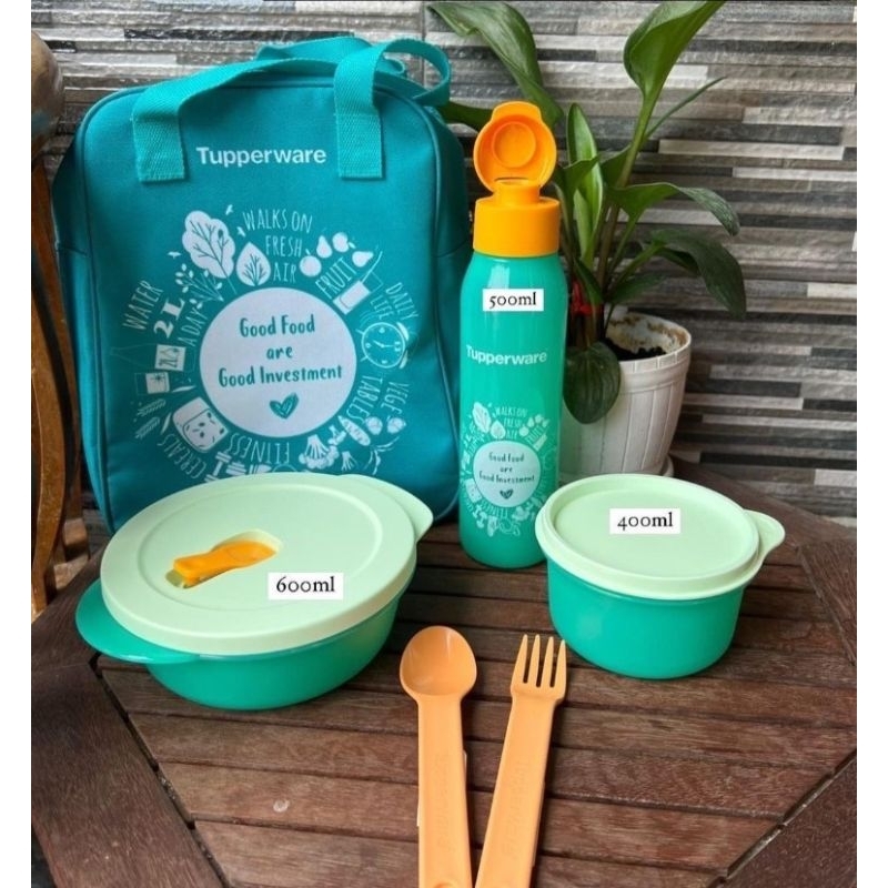 Jual Fit to go lunch set tupperware Go Green Tupperware tempat makan ...