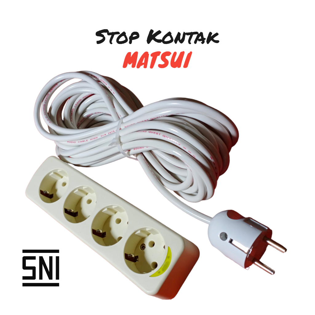 Jual Stop Kontak Listrik Set MATSUI 4 Lubang + Panjang Kabel 10 Meter ...