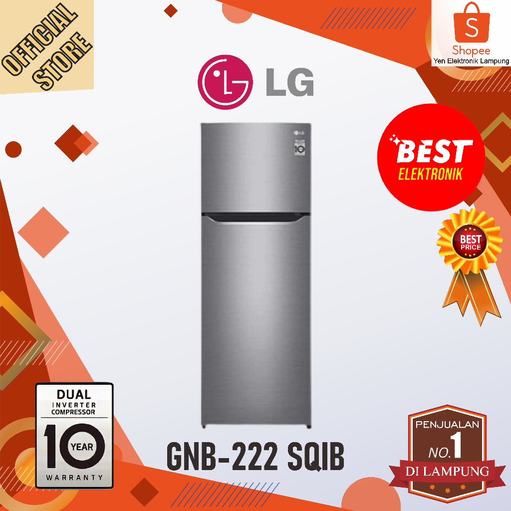 Jual Kulkas LG GNB 222 SQIB Smart Inverter 2 Pintu 10 Tahun Garansi | Shopee Indonesia
