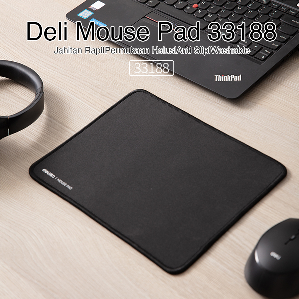 Jual Deli Mouse Pad / Tatakan Mouse Polos 25 x 20 cm Warna Hitam Anti ...