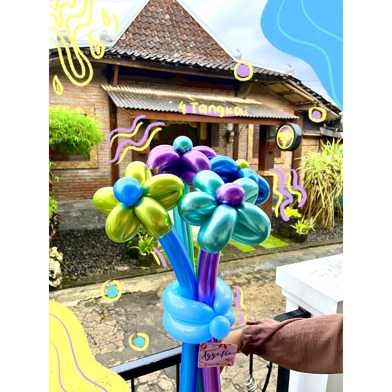 Jual Buket Bunga Balon 1-6 Tangkai Panjang | Ballons Flowers Bouquet ...