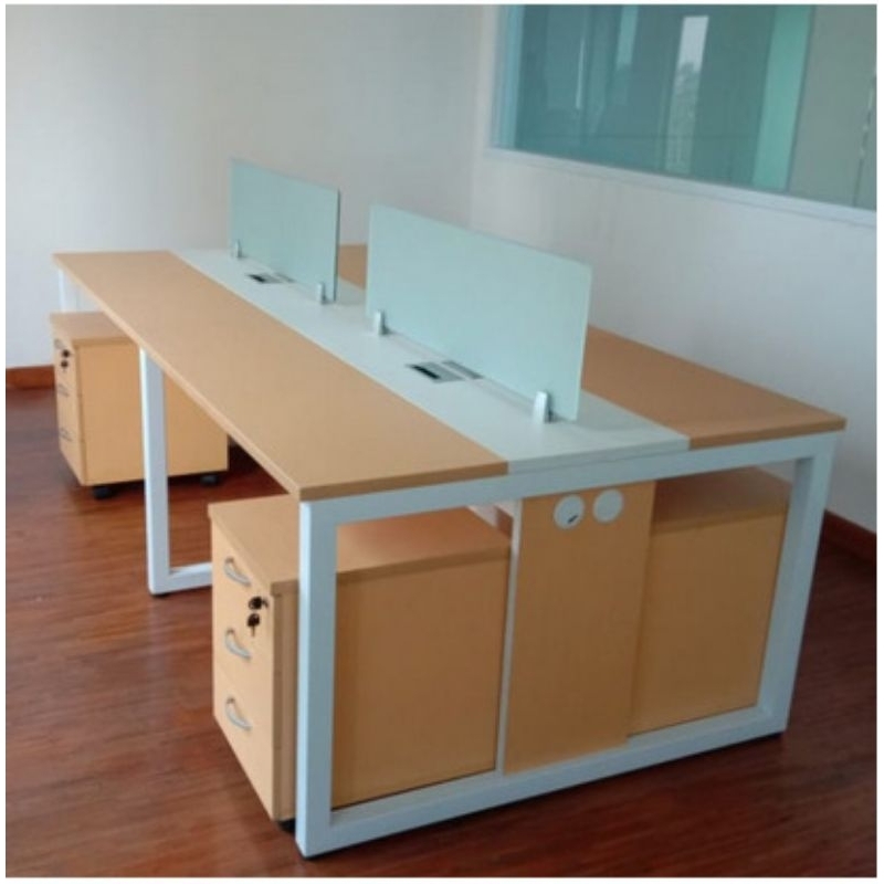Jual Meja partisi kantor workstation staf 2 4 6 seater sekat kaca QBIC ...