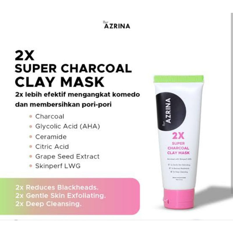 Jual azrina 2x super charchoal clay mask 50ml | Shopee Indonesia