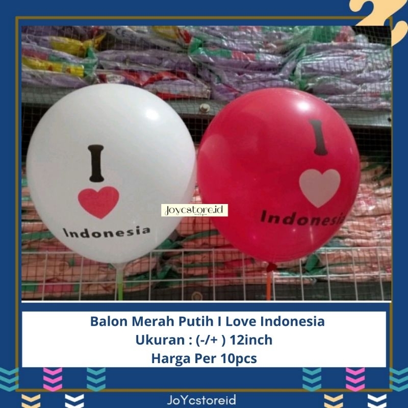 Jual [10pcs] Balon I Love Indonesia | Balon Merah Putih | Balon ...