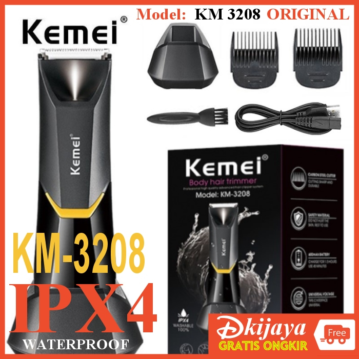 Jual KEMEI KM 3208 ORIGINAL Alat Mesin Cukur Bulu Rambut Tubuh CAS Baterei Waterproof IPX4 ...