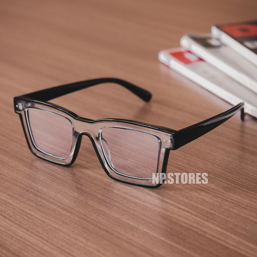 Jual Frame Kacamata Unik Transparan Clear Kombinasi Hitam Gagang Untuk ...
