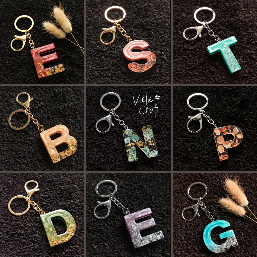 Jual CUSTOM Initial Keychain - Gantungan Kunci Resin Alphabet Huruf ...