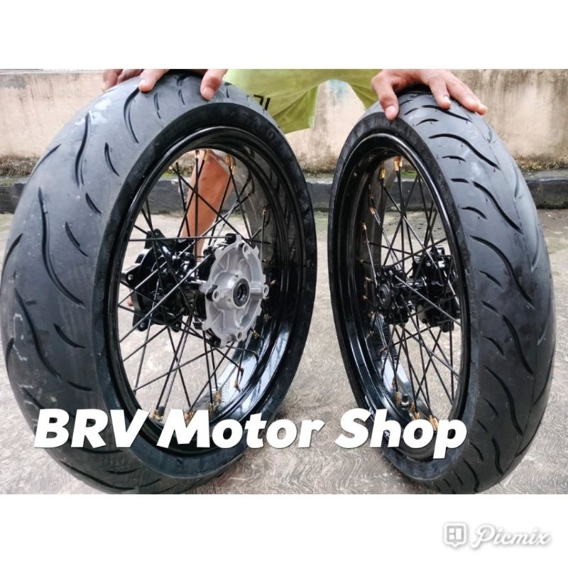 Jual Velg SuperMoto Crf150L Ukuran 300-350+17 Ban 110 Dan 130 Tromol Original Ban Tubles ban 100 ...