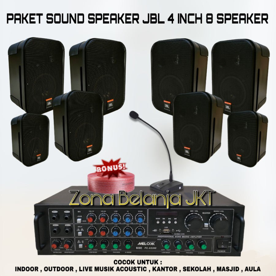Jual PAKET SOUND SYSTEM CAFE AULA KANTORAN SPEAKER JBL CONTROL 4 INCH 8 ...