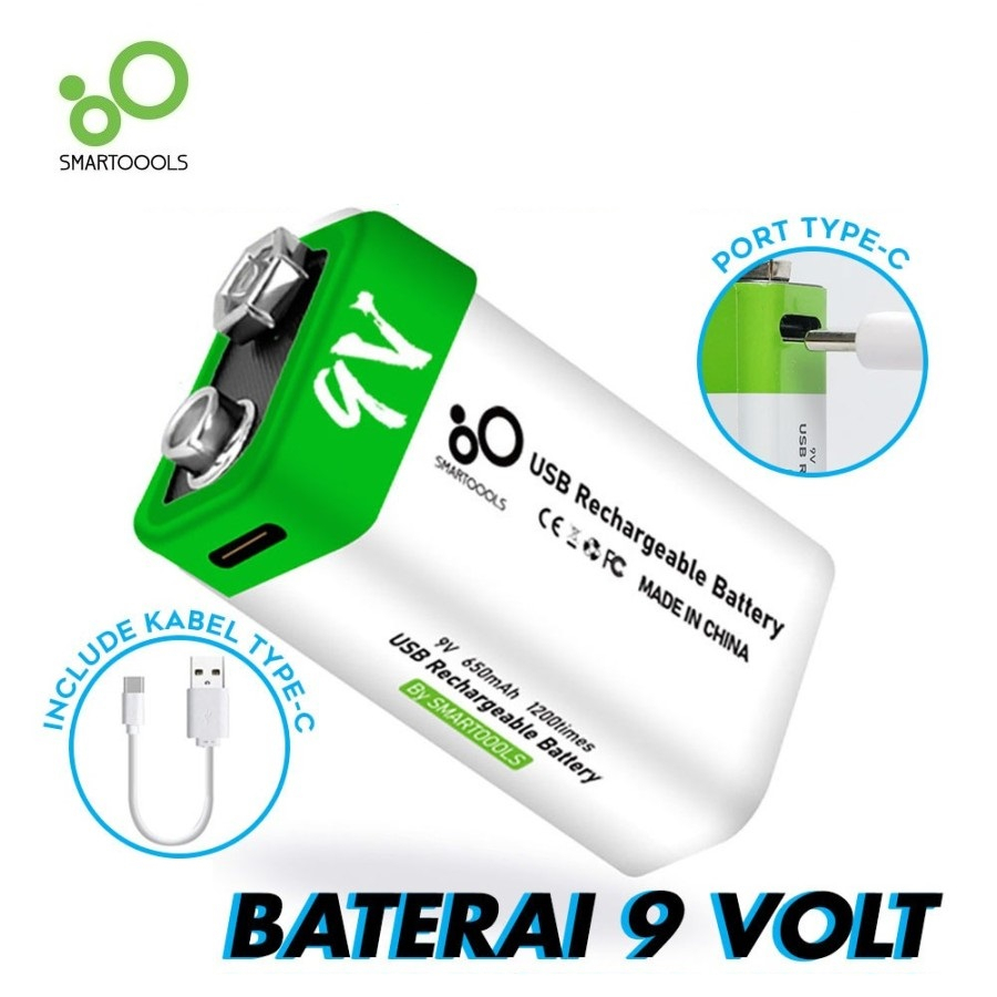 Jual Smartoools Baterai 9V PowerBatt USB Rechargeable | Shopee Indonesia