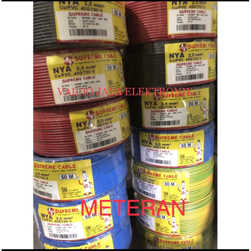 Jual SUPREME Kabel Listrik Tunggal Meteran 1x2,5 Kabel kawat Tunggal ...