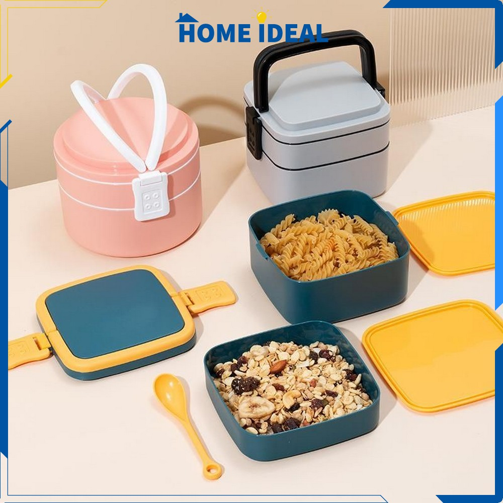Jual Kotak Makan 2 Tingkat Lunch Box Susun Food Grade / Rantang 2 Tingkat Bahan Plastik / Tempat ...