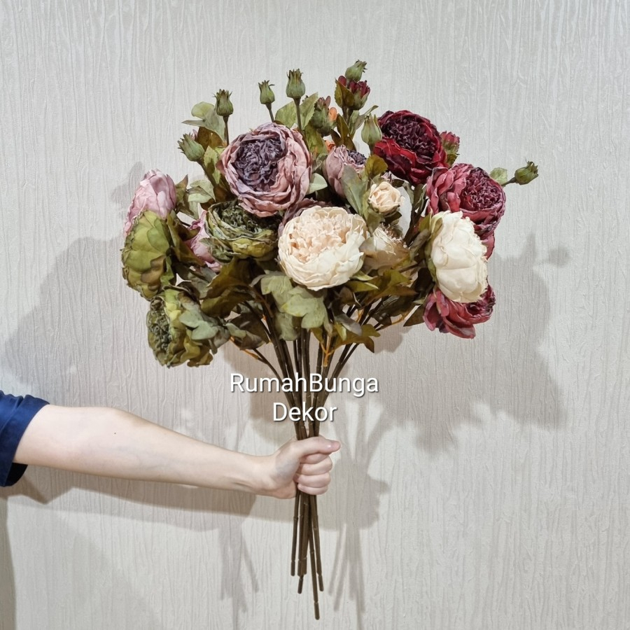 Jual Bunga Peony Eropa Artificial Tangkai Panjang ( Ada 7 Warna ...