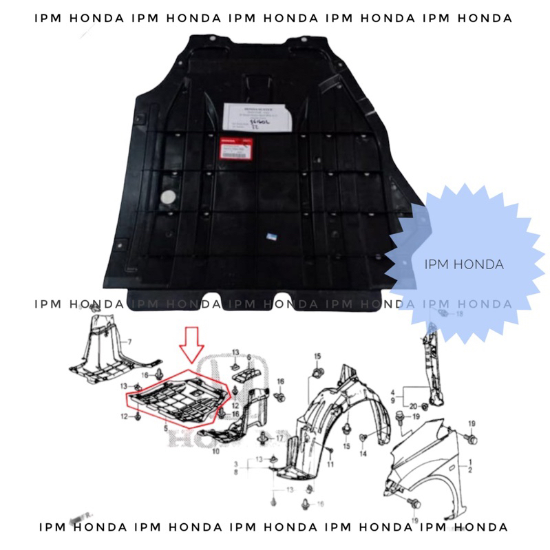 Jual 74111 TG4 Cover Under Engine Plastik Dek Deck Bawah Mesin Depan Bawah Tengah Honda Brio ...