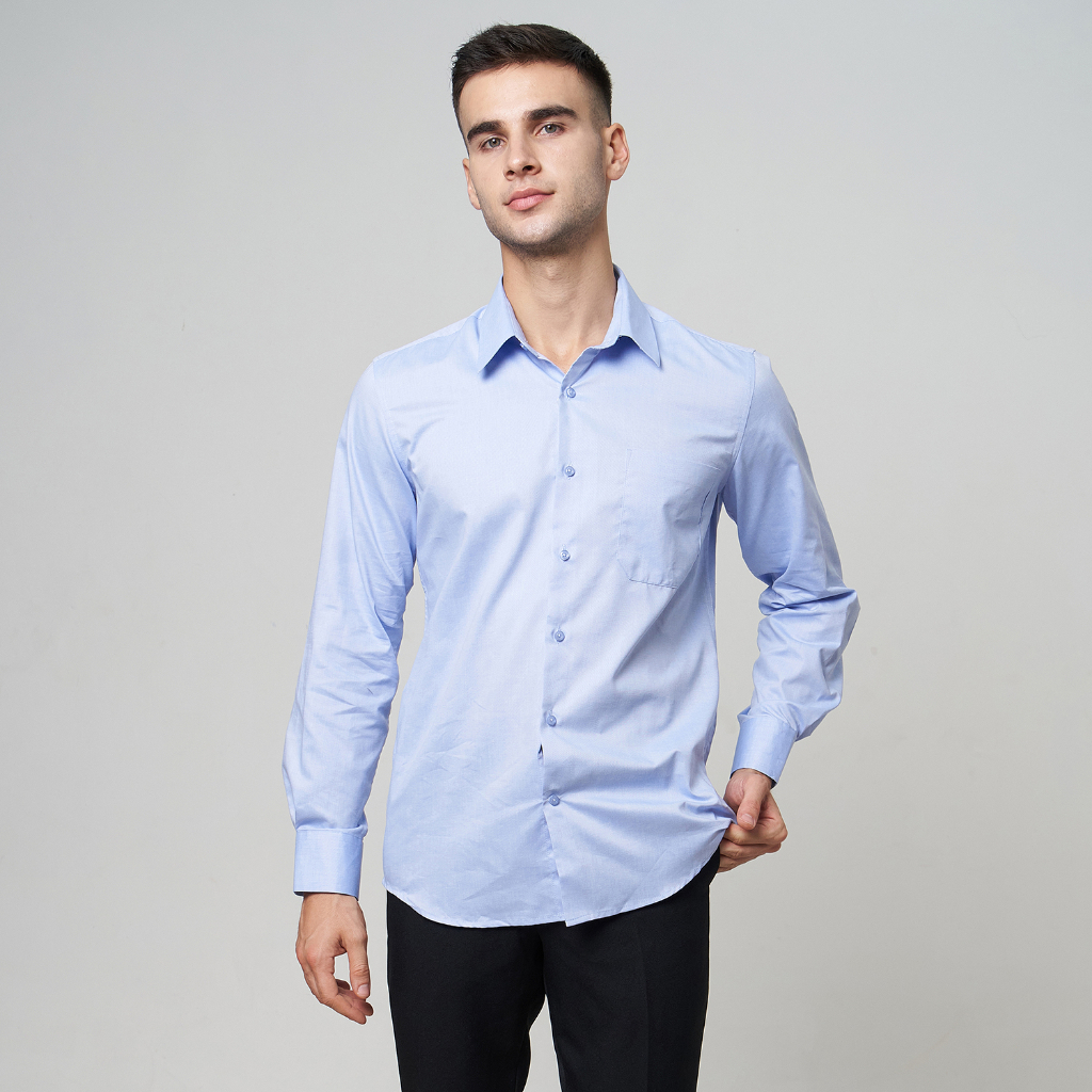 Jual WD & Co. Kemeja Kerja Pria Formal Lengan Panjang Slim Fit Light ...