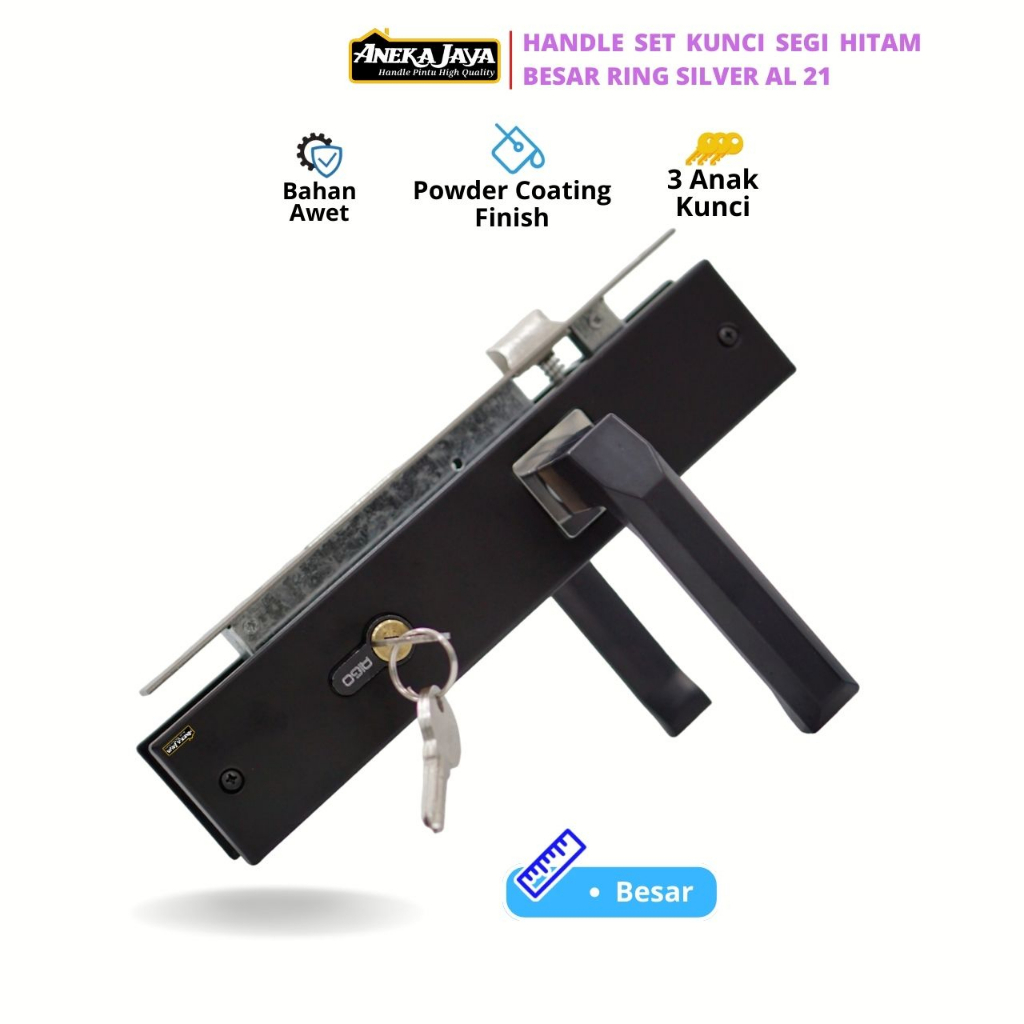 Jual Kunci Pintu Rumah Utama Kamar Hitam Ring Silver Ukuran Besar ...