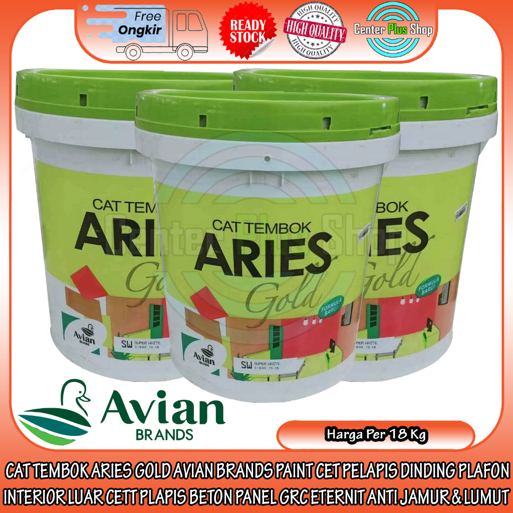 Jual CAT TEMBOK ARIES GOLD AVIAN BRANDS PAINT PAIL GALON 18 KG CET ...