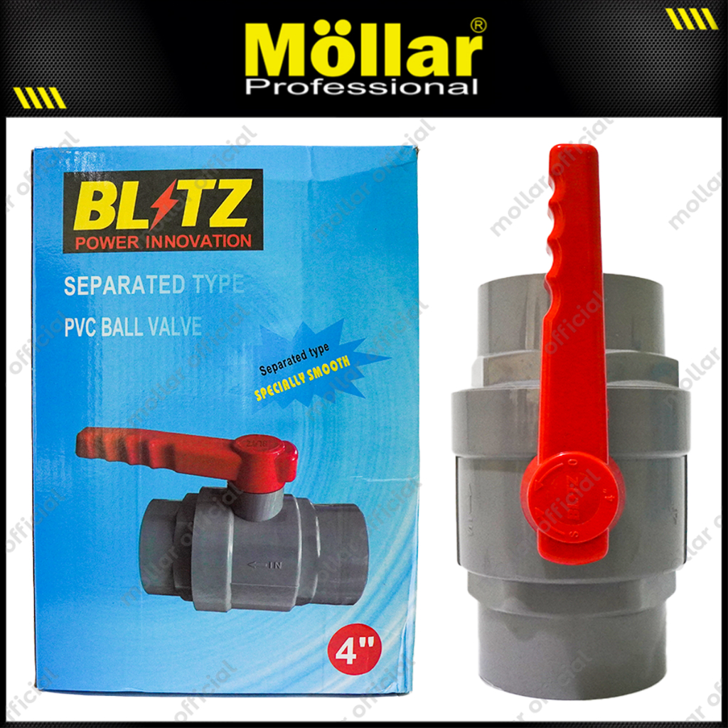 Jual BLITZ 931 Ball Valve 4" PVC Polos Stop Kran Air Pipa Gagang Plastik | Shopee Indonesia