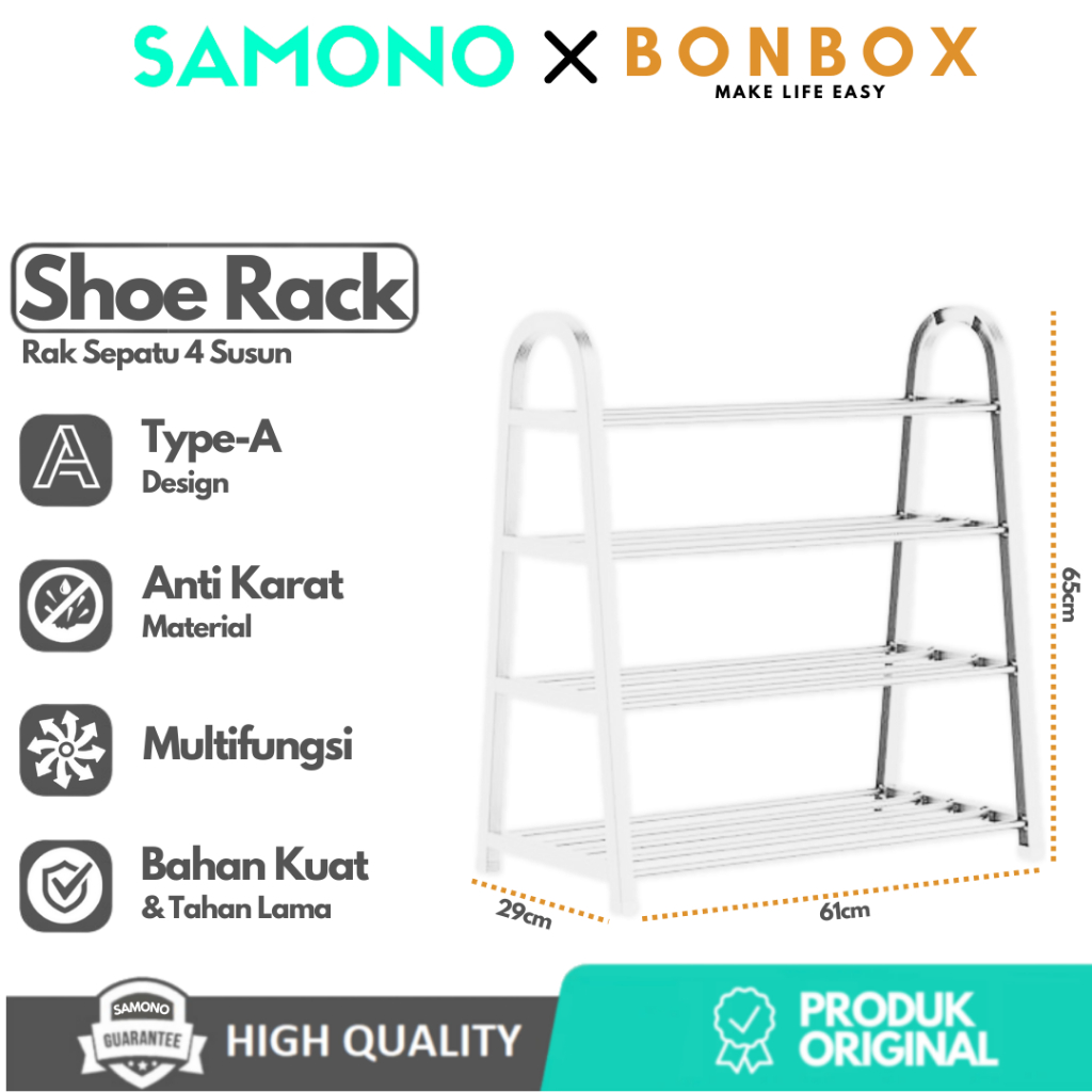 Jual BONBOX BFS701 Shoe Rack Rak Sepatu Sendal Rak Serbaguna 4 Susun ...
