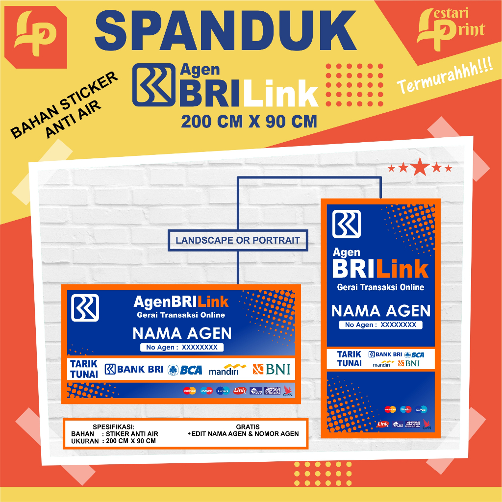 Jual CETAK STIKER BRILINK 200CM X 90CM | Shopee Indonesia