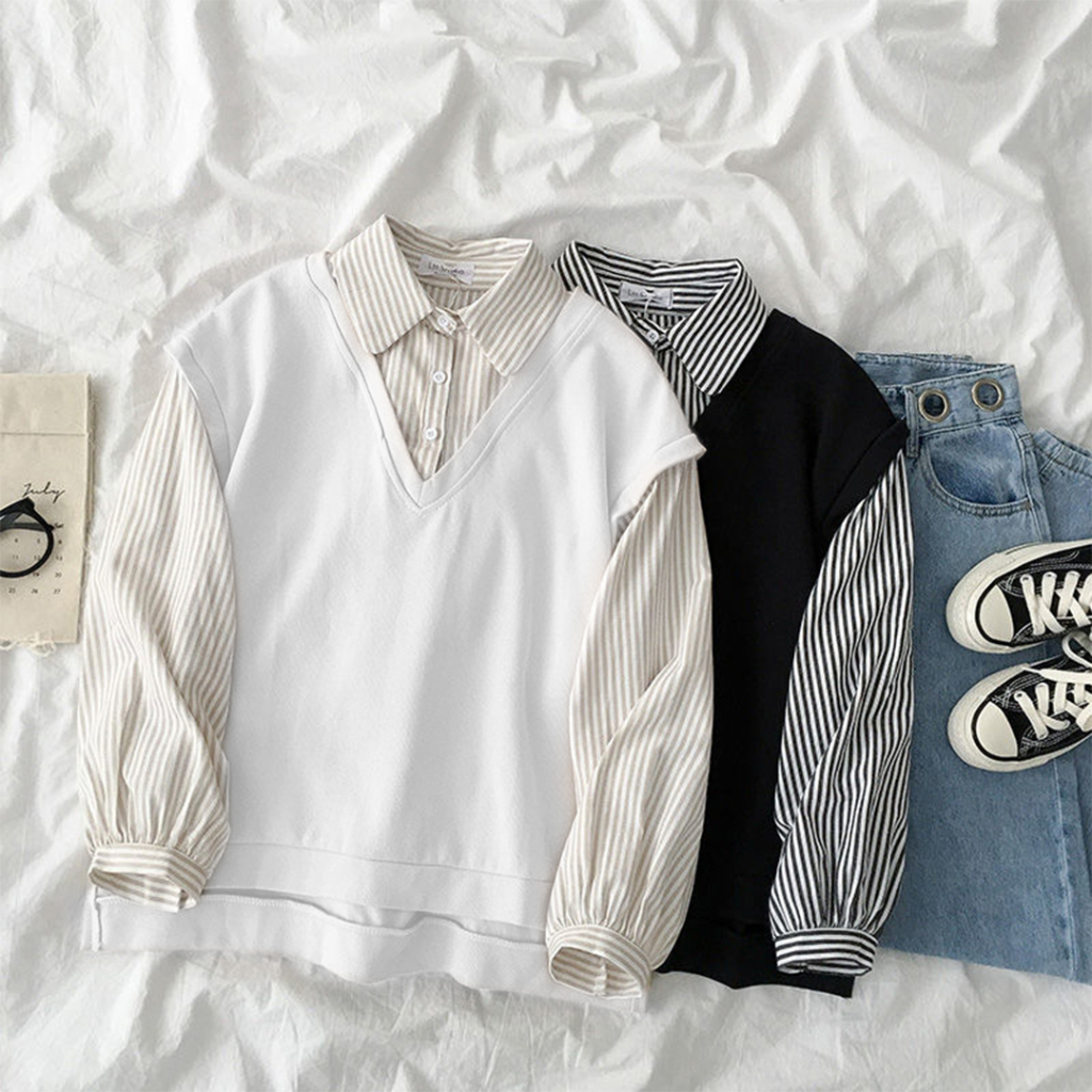 Jual AMA Top Blouse Wanita Korea Murah Lengan Panjang Atasan Kekinian ...