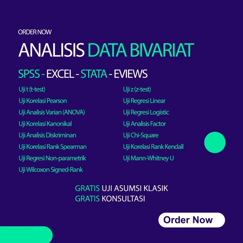 Jual Analisis Data Statistik SPSS STATA EVIEWS EXCEL Bivariat (dua variabel) | Shopee Indonesia