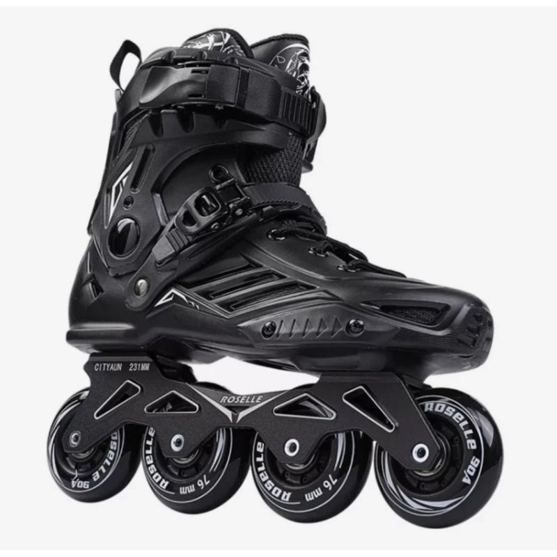Jual Original FULL BLACK sepatu roda ROSELLE Inline Skate Freestyle ...