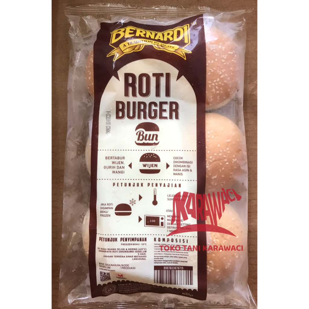 Jual BERNARDI Roti Burger Wijen / Burger Buns with Sesame Seeds (6 pcs ...