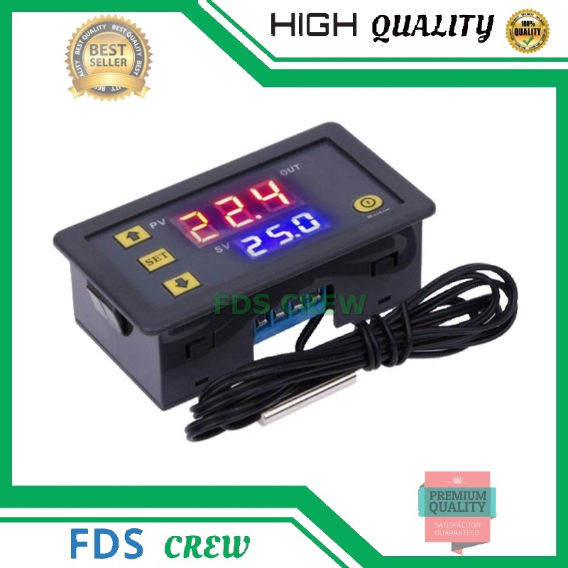 Jual W3230 Thermostat Thermometer Suhu Ac Dc 12v 220v Digital Display Led Dengan Sensor ...