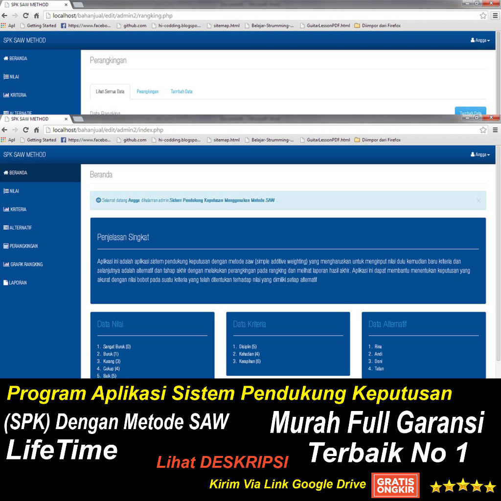 Jual Program Aplikasi Sistem Pendukung Keputusan (SPK) Dengan Metode SAW | Shopee Indonesia