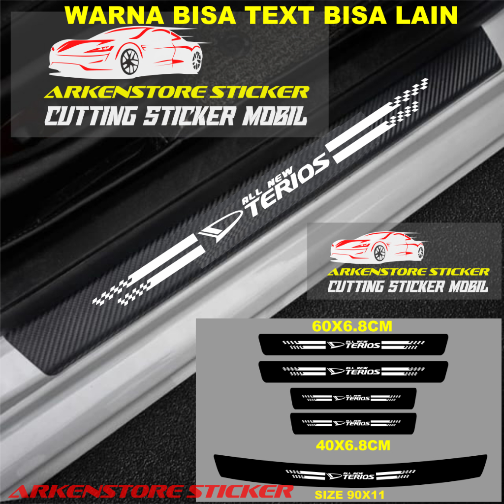 Jual 5pcs sticker sill plate carbon 3d mobil terios all new sticker ...