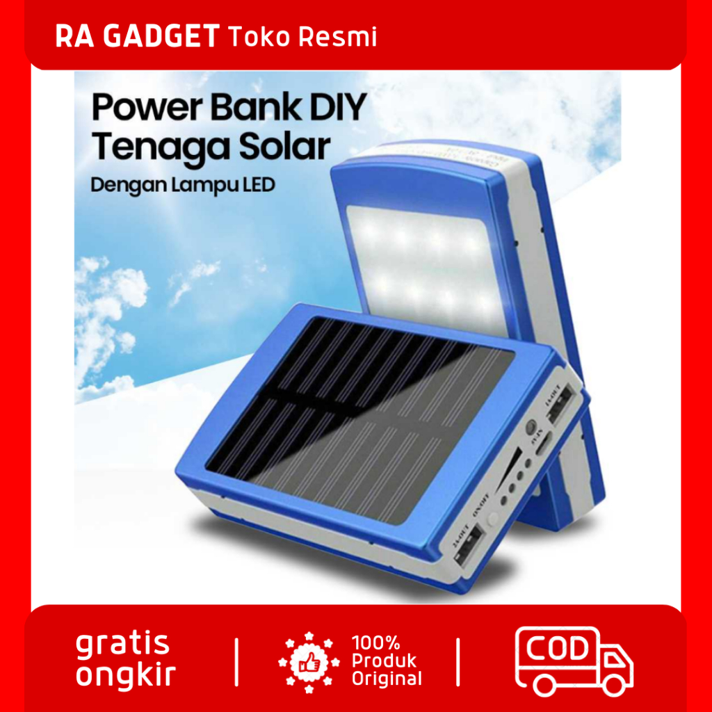 Jual Power Bank DIY Solar Cell Tenaga Surya dengan Lampu LED Fast ...