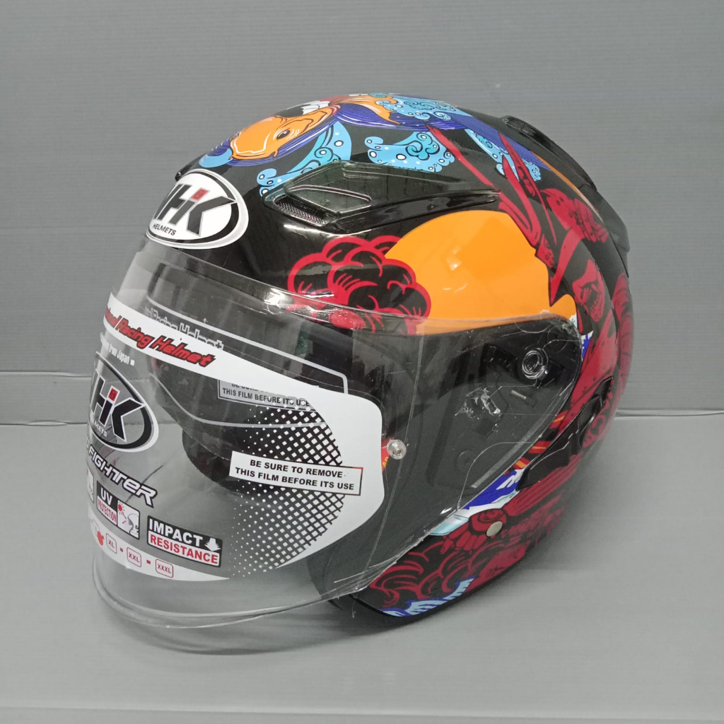 Jual HELM NHK HALF FACE R1 SE SAMURAI BLACK METALIC | Shopee Indonesia