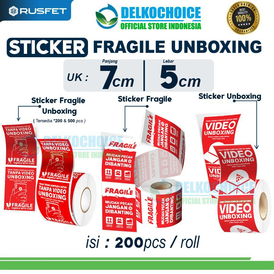 Jual Lakban Sticker FRAGILE PRINTING MARKETPLACE Stiker Paket Selotip ...