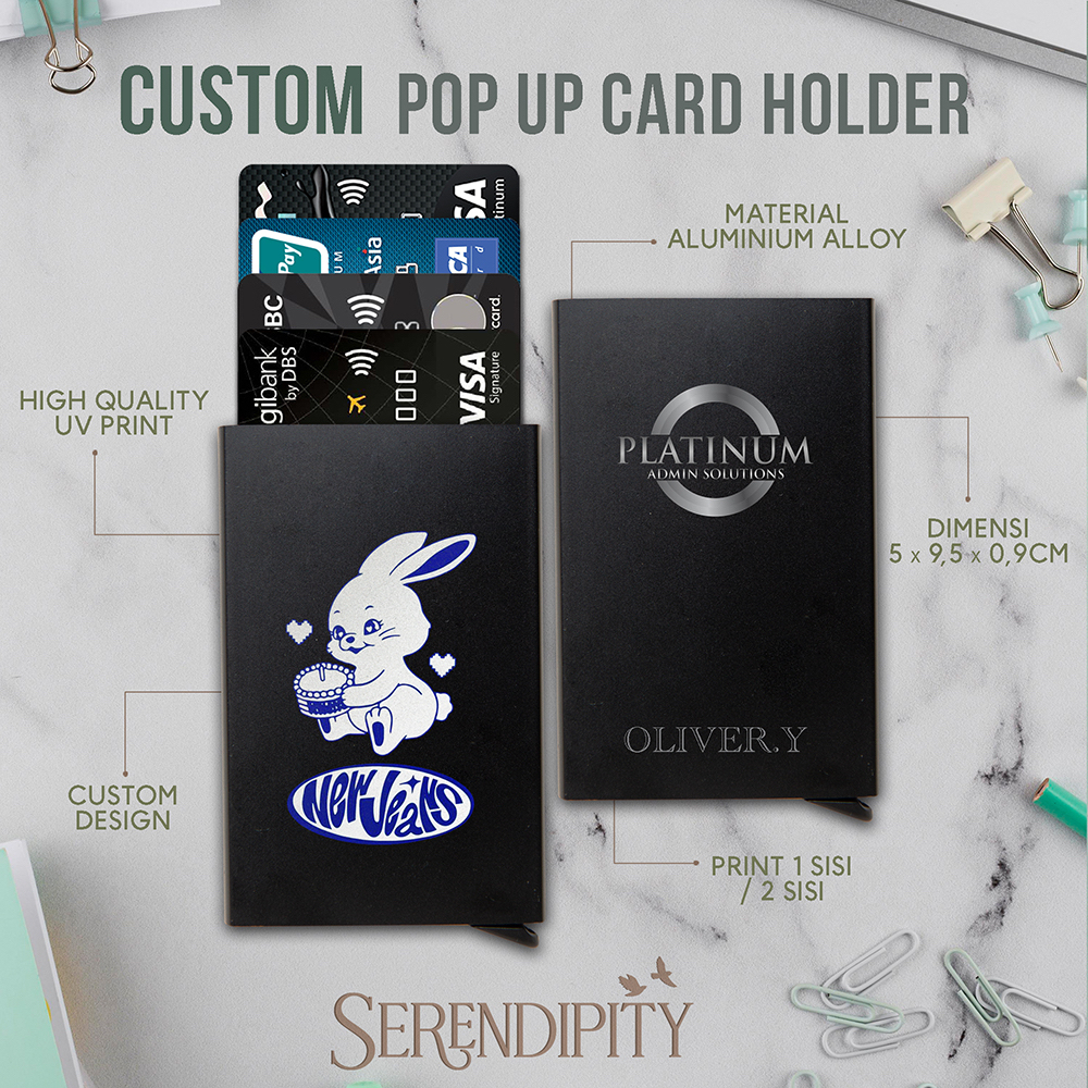 Jual Custom UV Printing premium aluminium card holder auto pop up ...