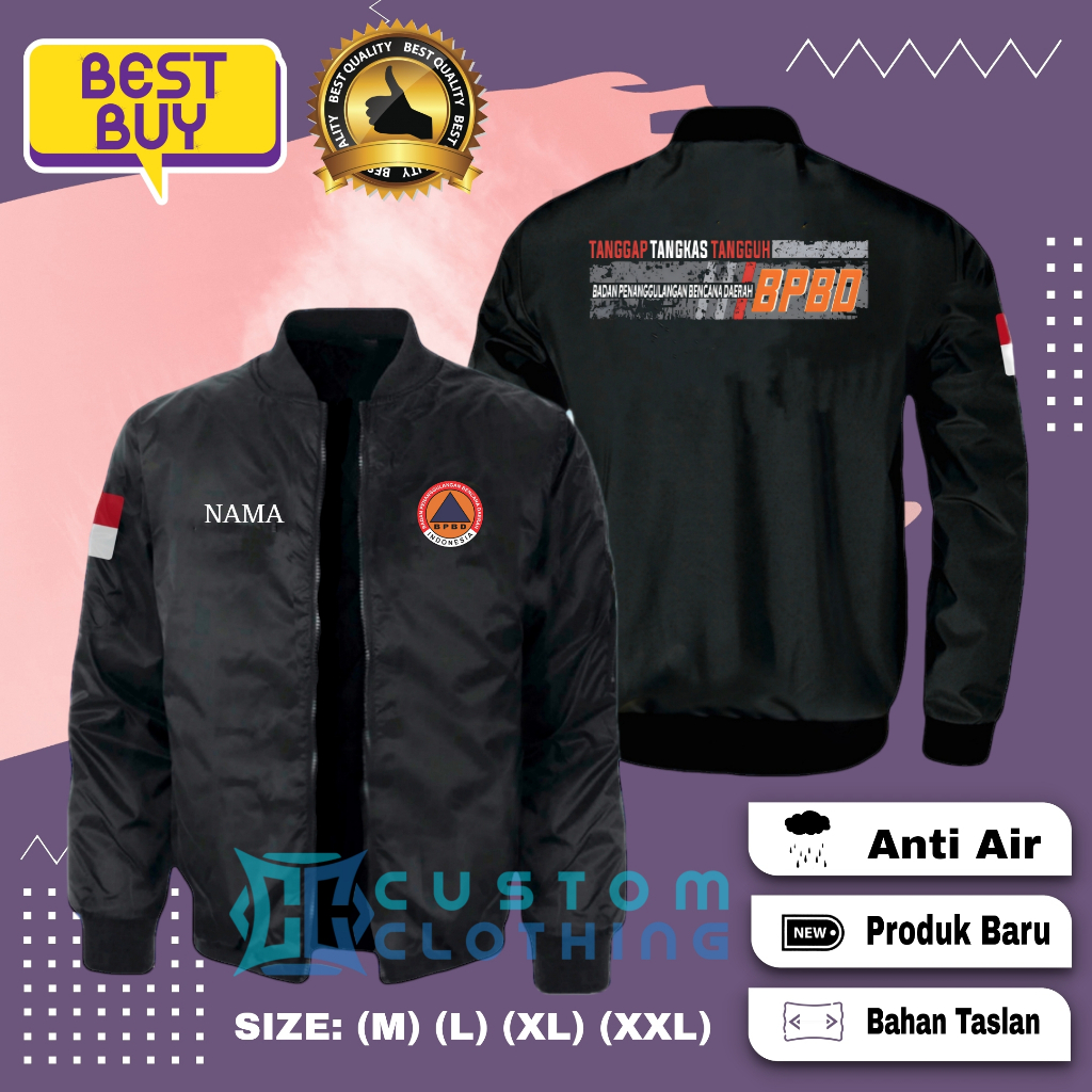 Jual Jaket Bomber BPBD Anti Air Free Cetak Nama | Shopee Indonesia