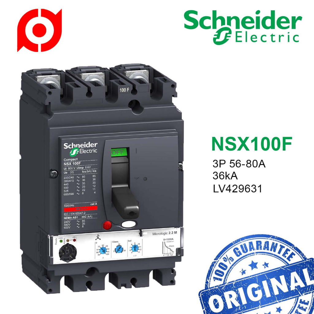Jual MCCB NSX100F 3P 80A 36kA LV429631 TM80D 56-80A Schneider | Shopee Indonesia