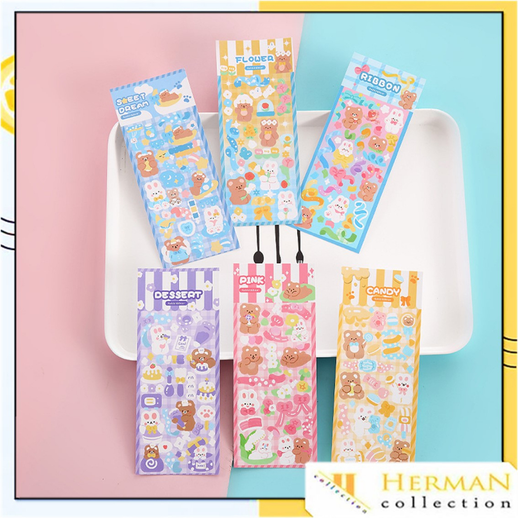 Jual HC STICKER WATERPROOF KARTUN BEAR RABBIT HOLOGRAM STIKER MOTIF ...